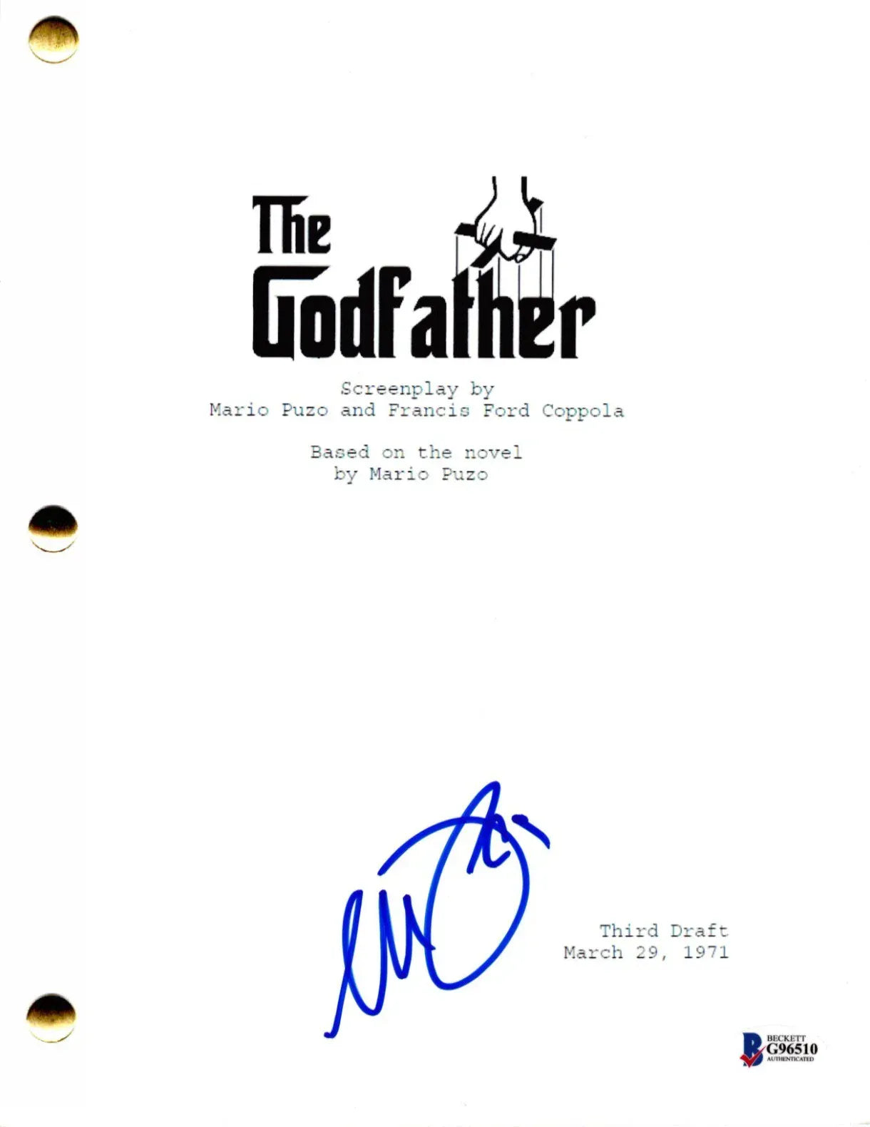Al Pacino The Godfather Signed Script
