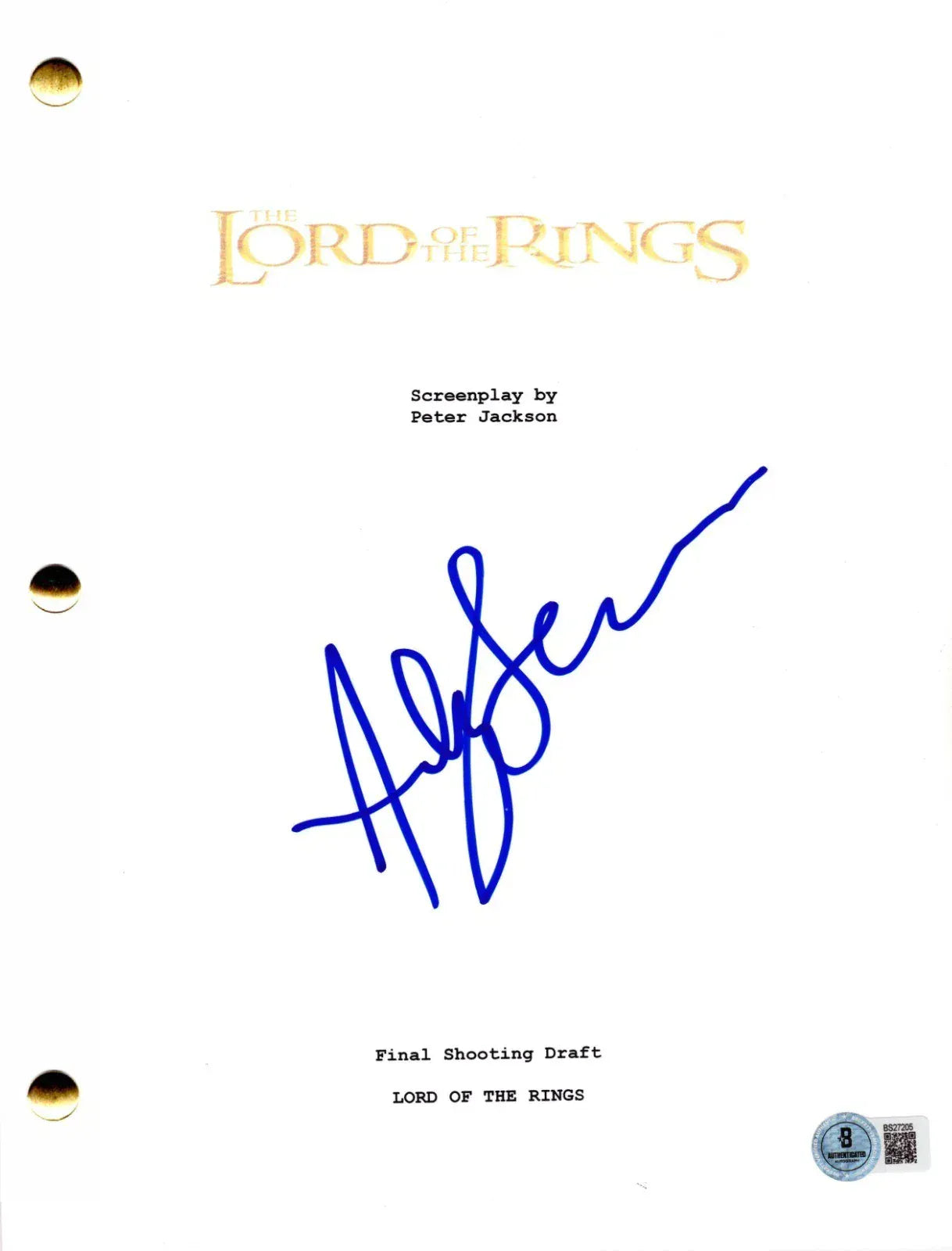 Andy Serkis The Lord Of The Rings Signed Script