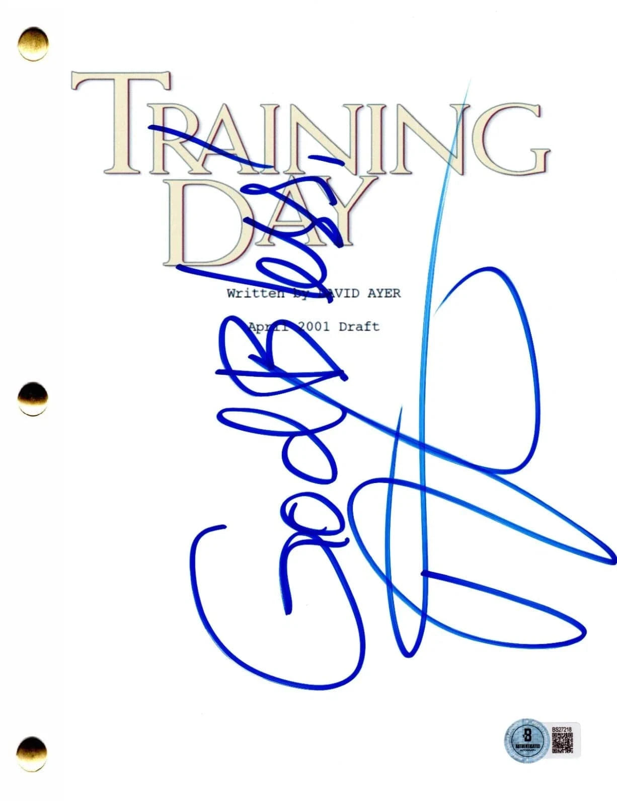 Denzel Washington Signed Training Day Script - Beckett COA