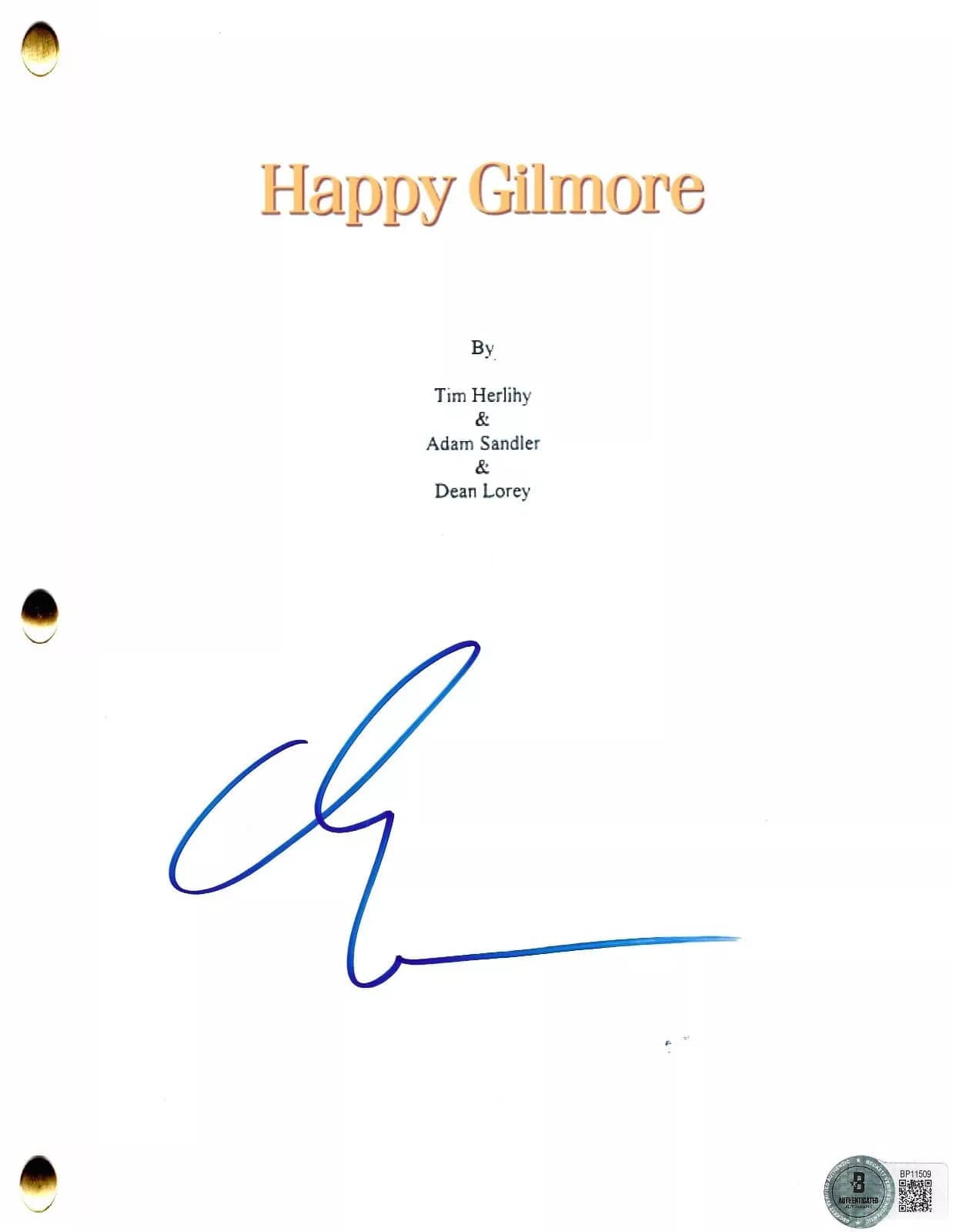 Adam Sandler Autographed Happy Gilmore Script | Beckett COA