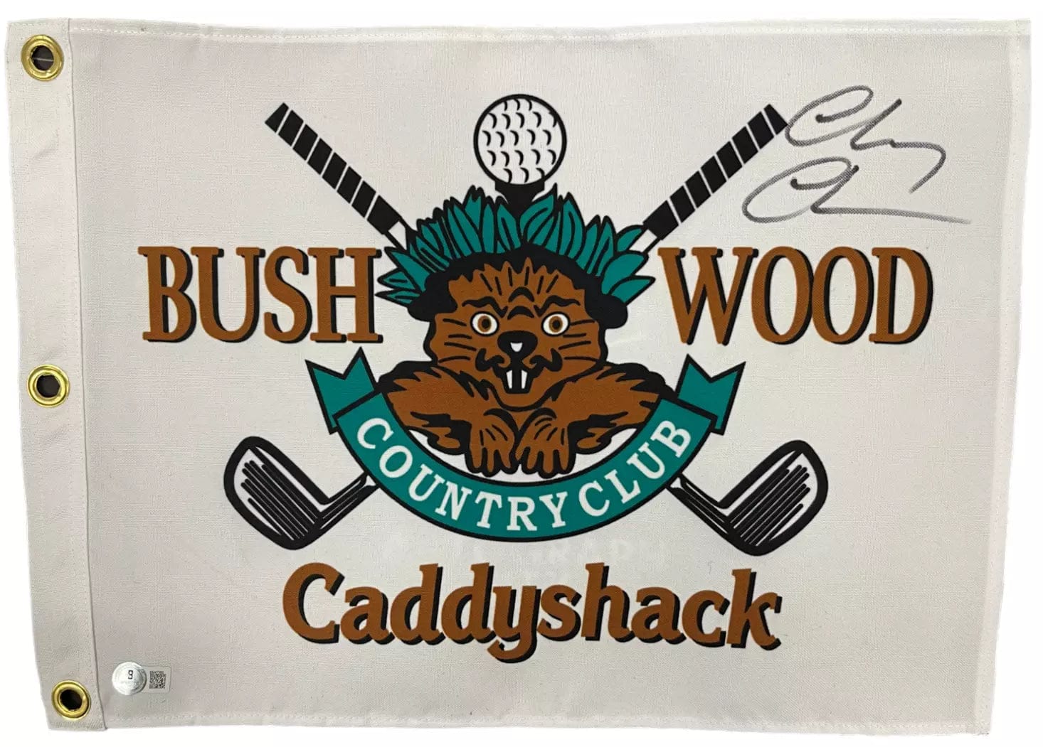 Chevy Chase Authentic Autographed Bush Wood Country Club Flag Beckett COA