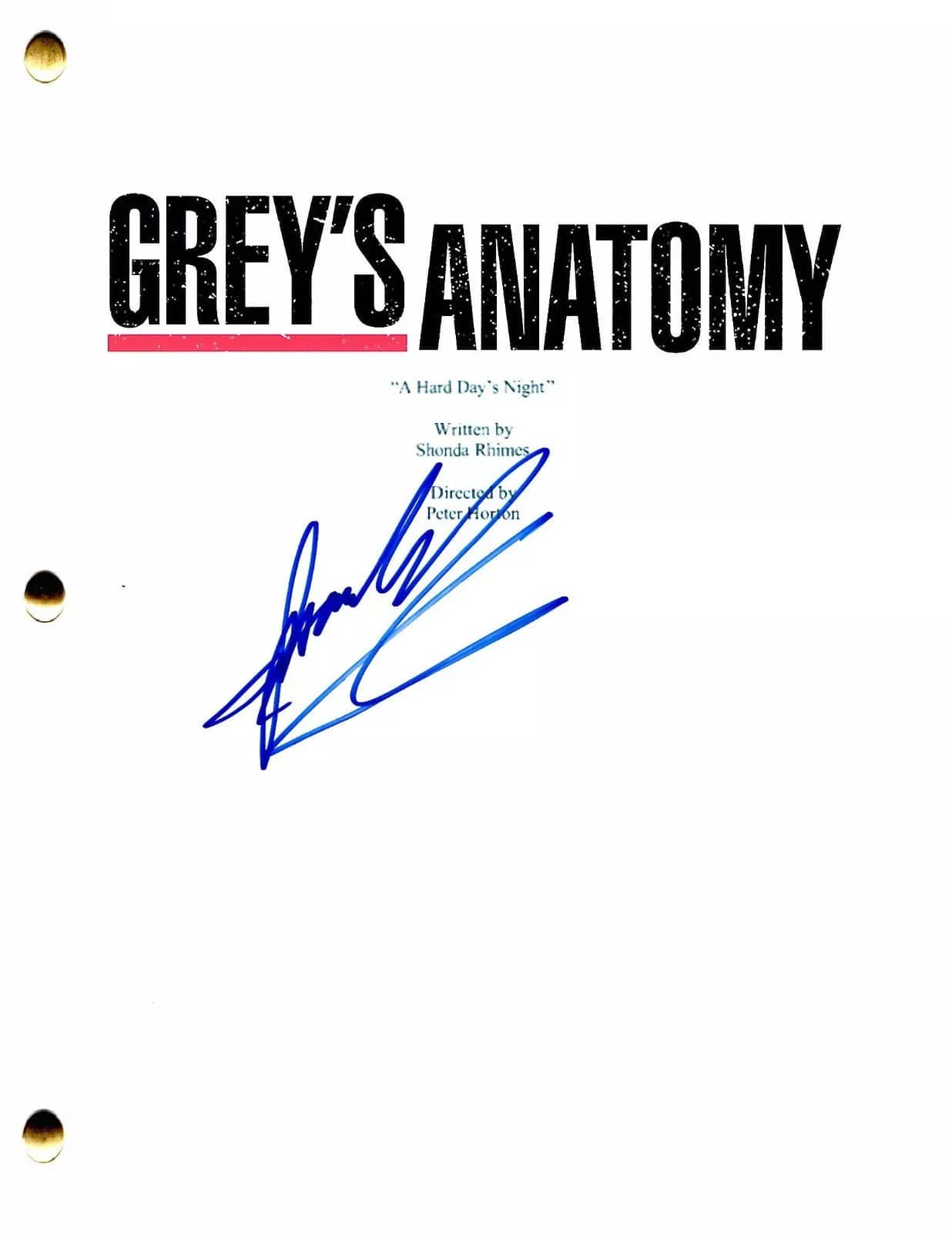 Isaiah Washington Autographed Grey's Anatomy Script | COA