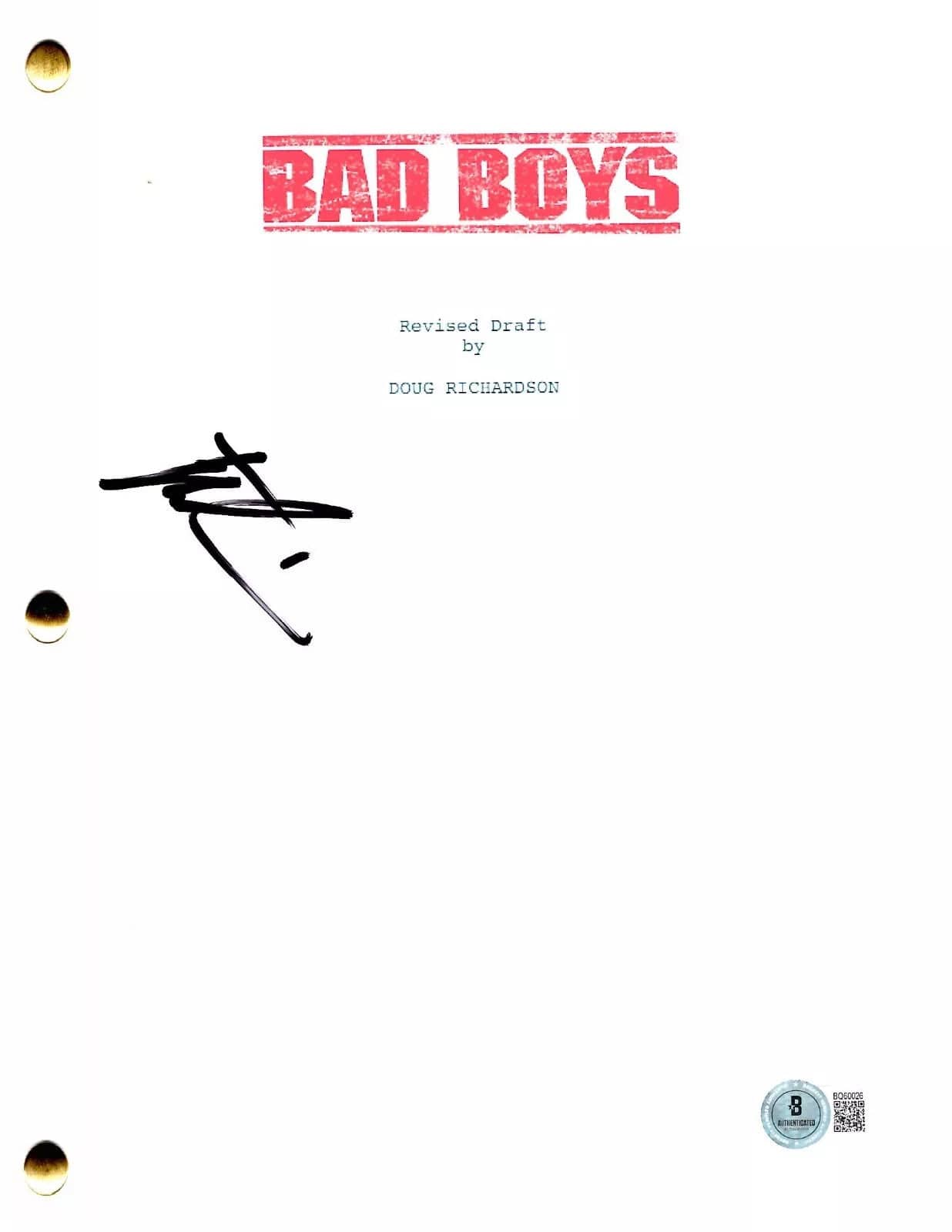 Martin Lawrence Authentic Autographed Bad Boys Script Beckett COA