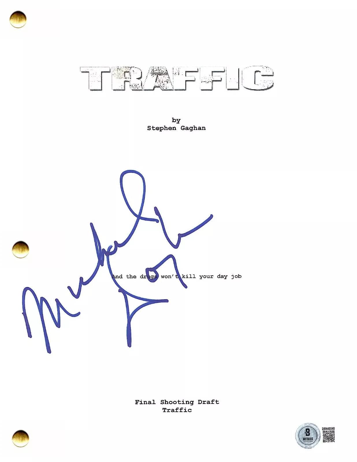 Michael Douglas Authentic Autographed Traffic Script Beckett COA