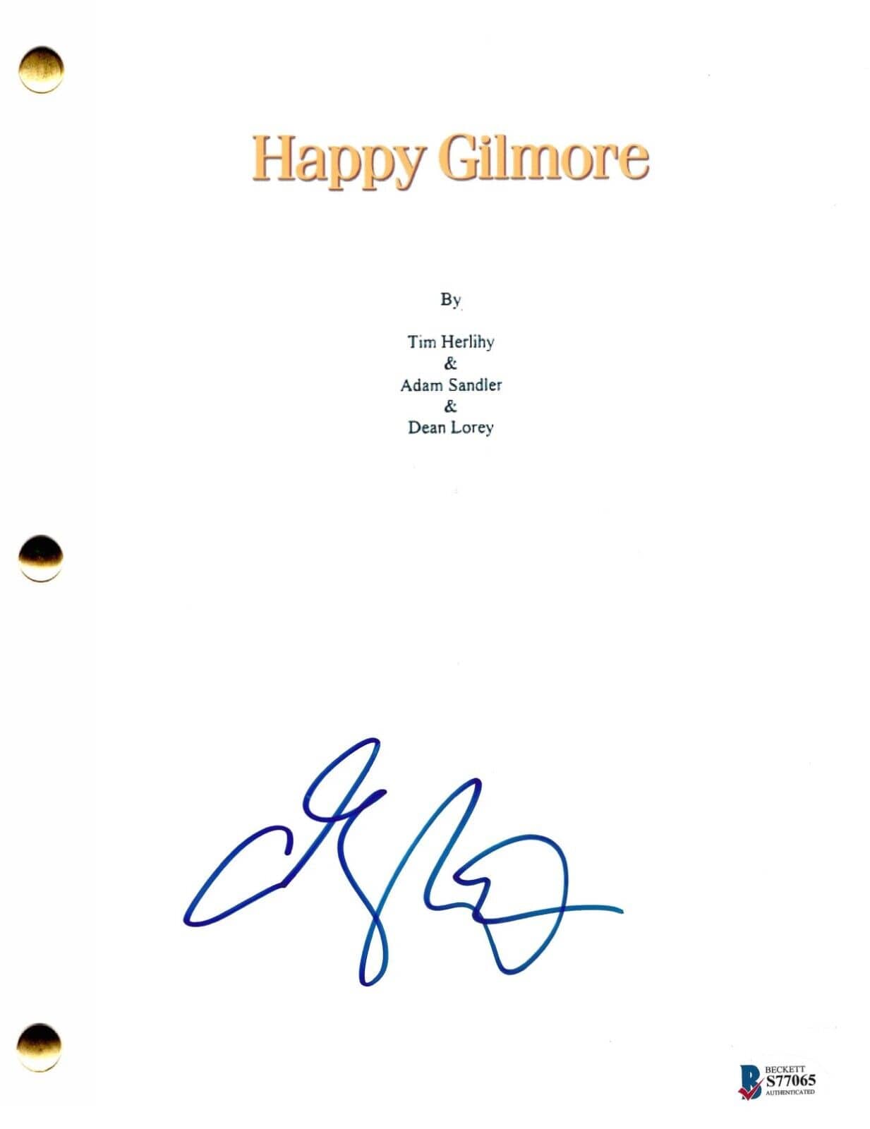 Adam Sandler Authentic Autographed Happy Gilmore Script Beckett