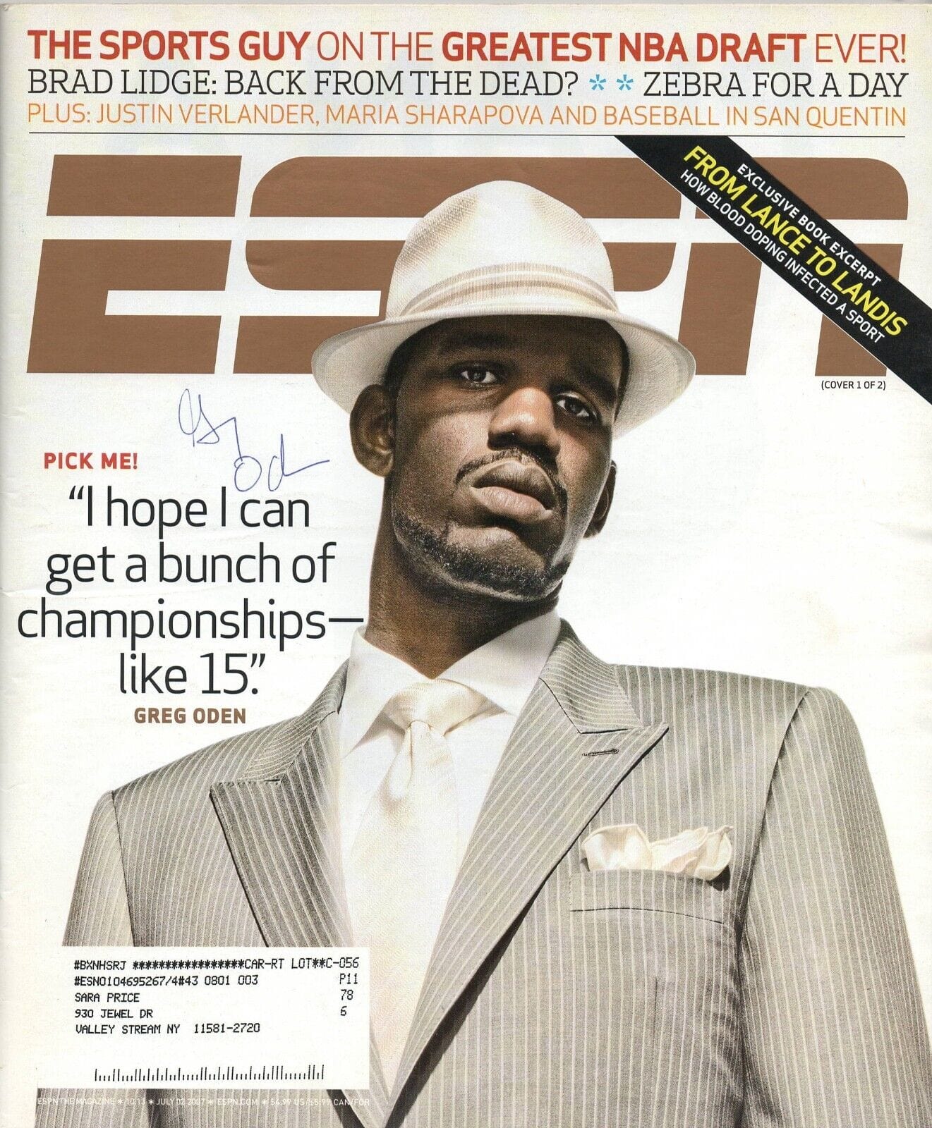 Greg Oden Signed Magazine | PTS COA - Ohio State Buck