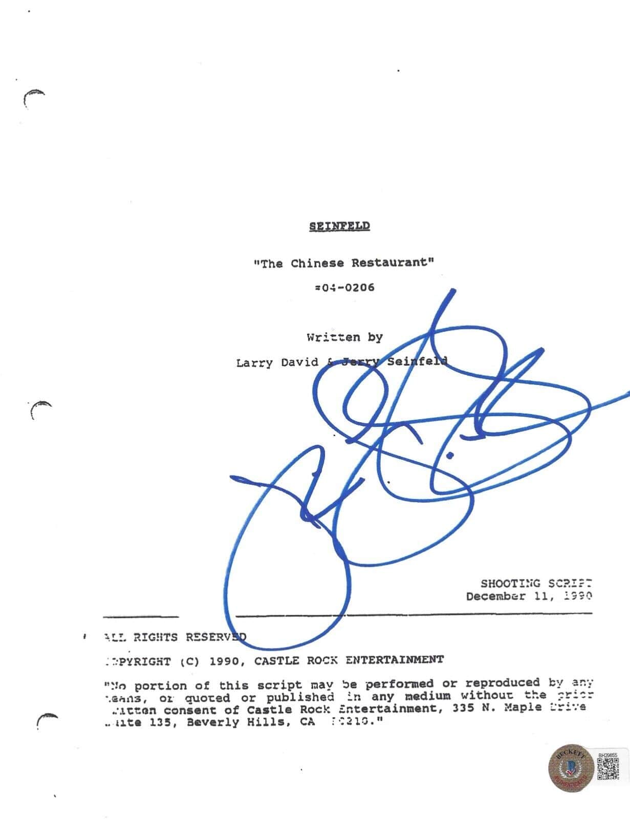 Julia Louis-Dreyfus Signed Seinfeld Script - Beckett COA