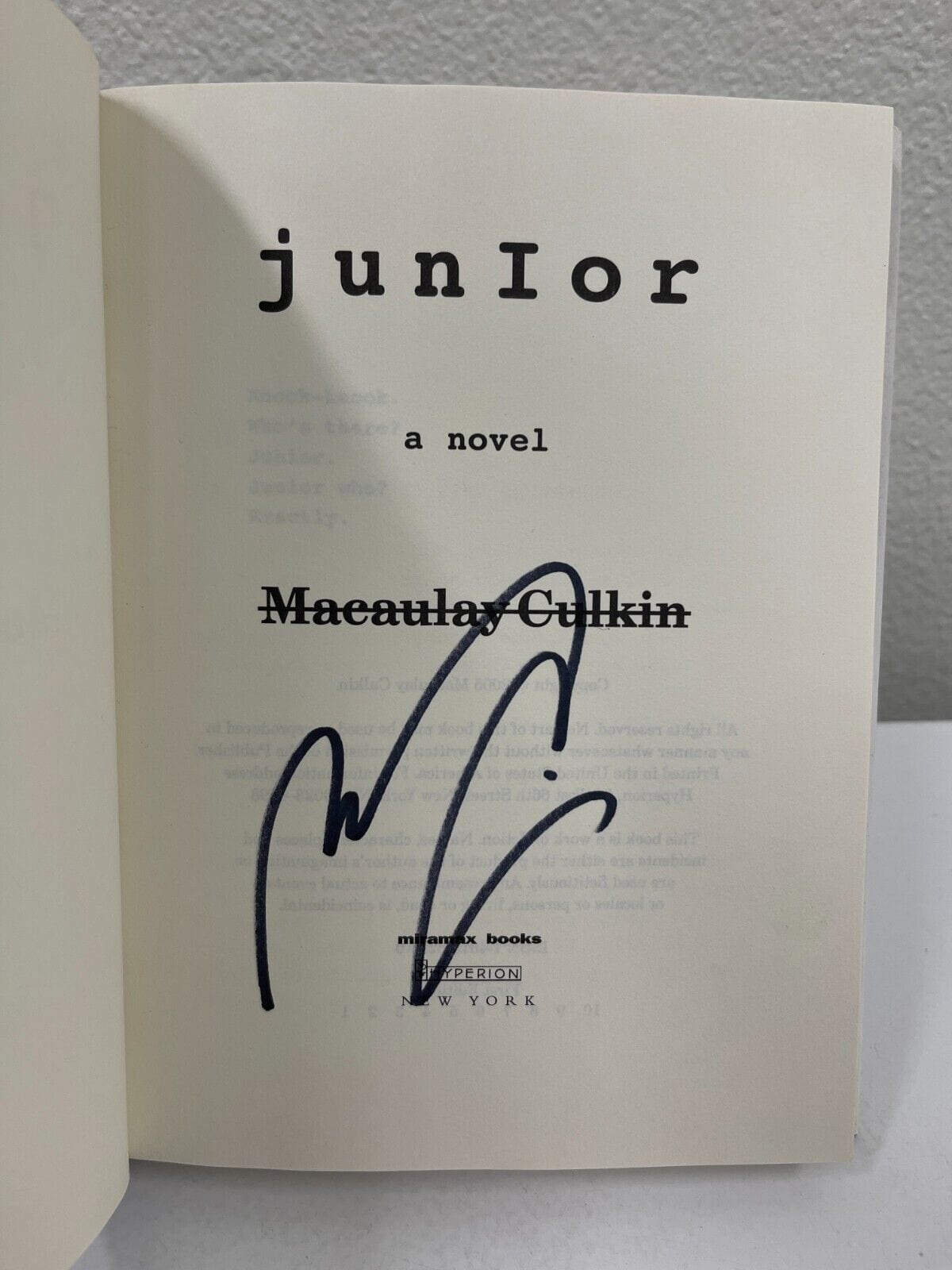 Macaulay Culkin Authentic Autographed Book PTS COA