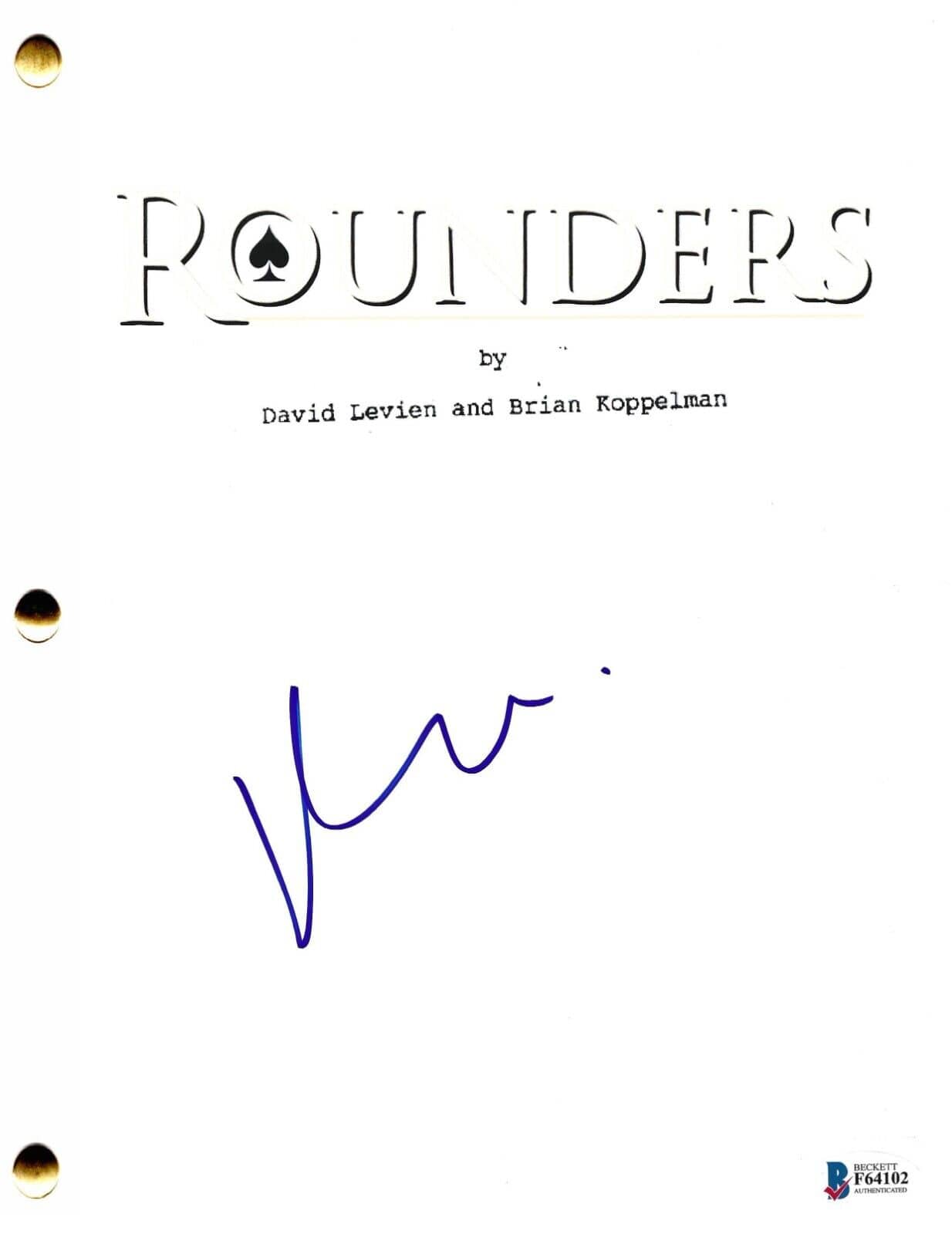 Matt Damon Authentic Autographed Rounders Script Beckett COA