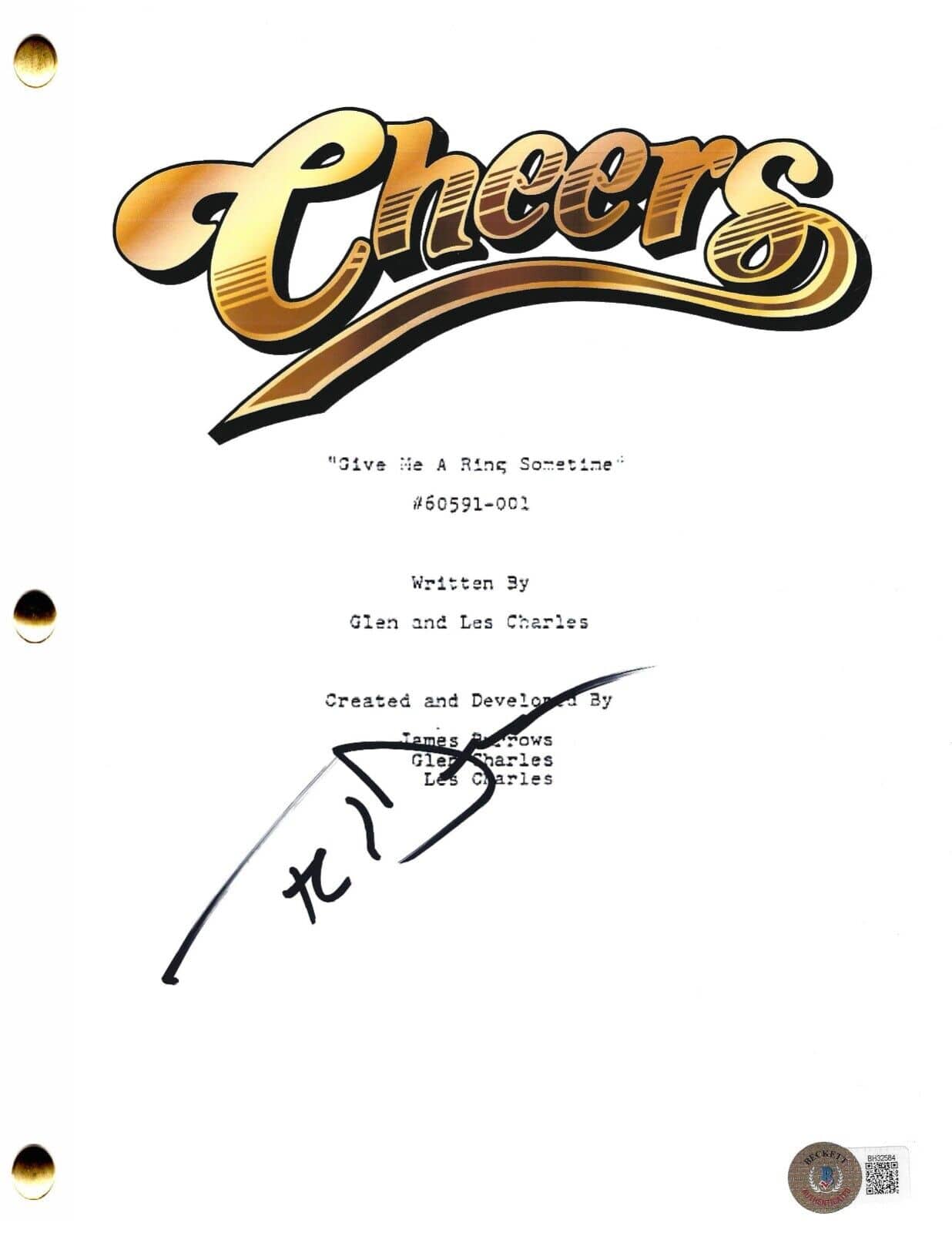 Ted Danson Authentic Autographed Cheers Script Beckett COA